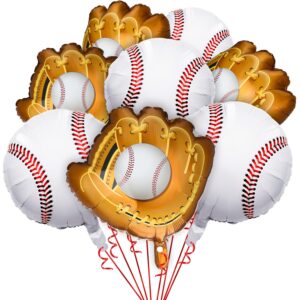 8 pieces baseball balloons baseball glove balloons 18 inch sports balloons baseball themed party supplies decorations for boys girls summer birthdays party (baseball/baseball glove balloons)