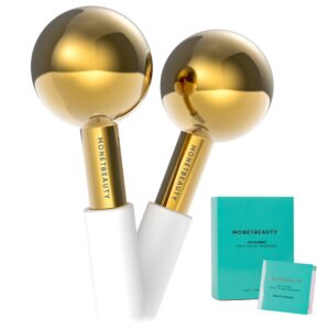 monétbeauty stainless steel ice globes for facials (gold), durable cryo globes instantly reduce puffiness, tighten pores and sinus relief, face globes for facial massages and daily beauty routines