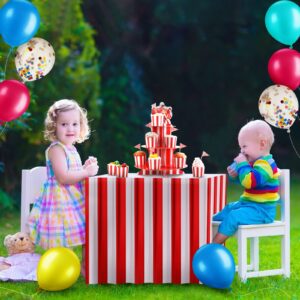 432 Pcs Circus Party Decorations Set Carnival Circus Balloon Garland Arch Kit Table Skirts 3 Tier Cupcake Stand Cupcake Wrappers Popcorn Boxes for Carnival Circus Birthday Halloween Party Decoration