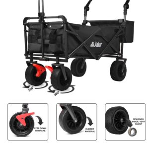 AUKAR Collapsible Canopy Wagon - Heavy Duty Utility Outdoor Garden Cart - with Adjustable Handles, for Shopping, Picnic, Camping, Sports - Black