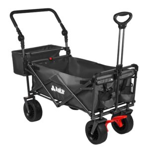 AUKAR Collapsible Canopy Wagon - Heavy Duty Utility Outdoor Garden Cart - with Adjustable Handles, for Shopping, Picnic, Camping, Sports - Black