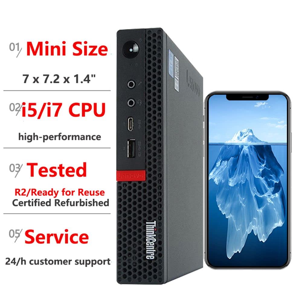 Lenovo ThinkCentre M920q Tiny Desktop Intel i7-9700T Up to 4.30GHz 32GB RAM New 1TB NVMe SSD Built-in AX210 Wi-Fi 6E BT HDMI Dual Monitor Support Wireless Keyboard and Mouse Win11 Pro (Renewed)