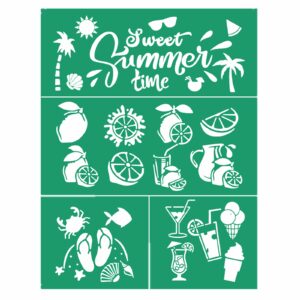 jajado silk screen stencil summer stencils reusable screen printing mesh transfers chalk paint stencil painting on wood chalkboard diy furniture wall floor home decor, beach stencils 8.5''×11''