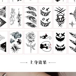 30 Different Patterns Dark Tattoo Stickers Waterproof Lasting Simulation Tattoo Unisex Temporary Stickers (F)