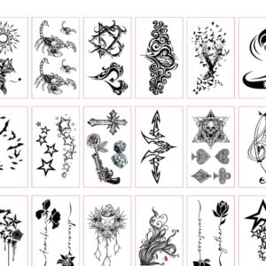 30 Different Patterns Dark Tattoo Stickers Waterproof Lasting Simulation Tattoo Unisex Temporary Stickers (F)