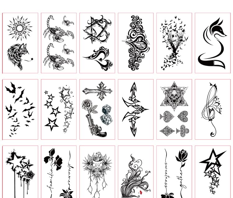 30 Different Patterns Dark Tattoo Stickers Waterproof Lasting Simulation Tattoo Unisex Temporary Stickers (F)