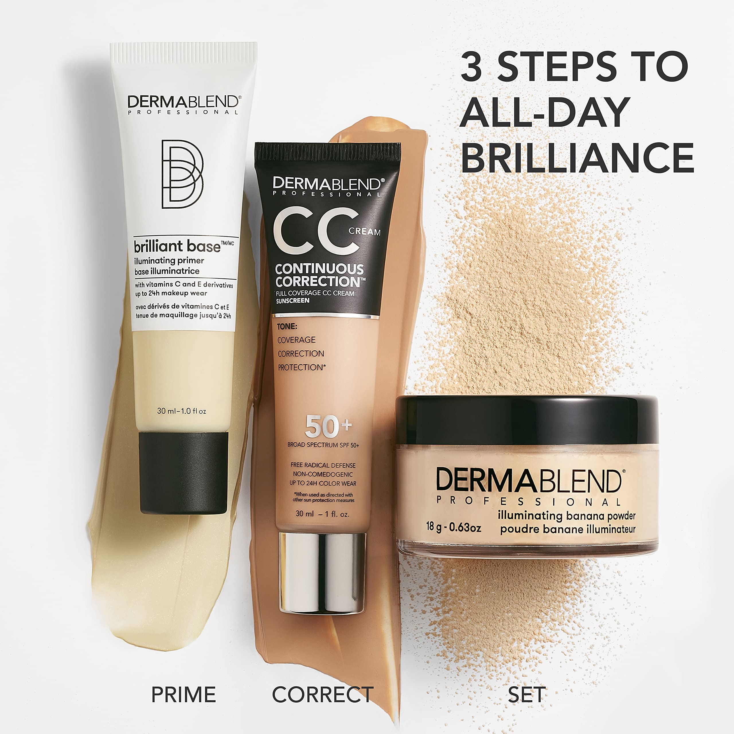 Dermablend Brilliant Base Illuminating Primer Face Makeup, Formulated with Niacinamide, Shea Butter, and Glycerin, Enriched with Vitamin C and E Derivatives, Provides Long Lasting Radiance, 1 Fl Oz