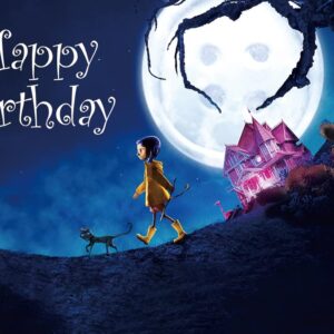 Bright Moon Photo Background Cartoon Movie Happy Birthday Photography Backdrops for Kids Halloween Birthday Party Decoration Banner Photobooth Props 5x3ft