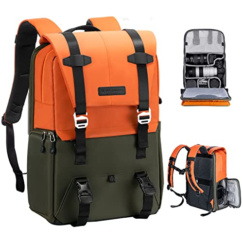 K&F Concept Camera Backpack, Camera Bags for Photographers Large Capacity Camera Case with Raincover,15-15.6 Inch Laptop Compartment Compatible for Canon/Nikon/Sony/DJI Mavic Drone(Backpack 20L)