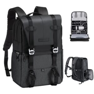 k&f concept camera backpack, camera bags for photographers dslr cameras compatible for canon nikon sony dji mavic drone, 20l large capacity bag cover 15.6 inch laptop camera cases with raincover