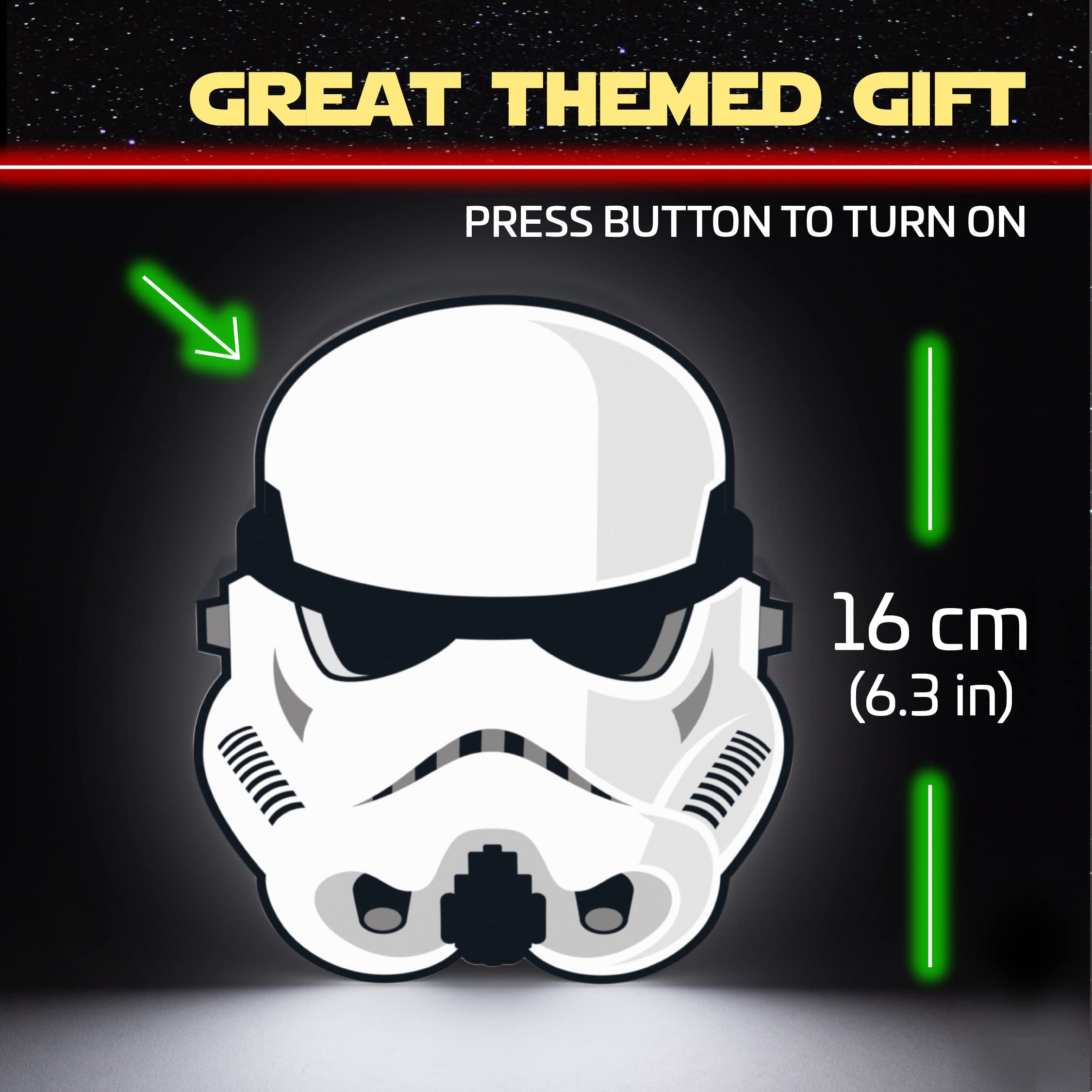 Paladone Star Wars Officially Licensed Stormtrooper Action Figure Icon Light, 6.3-inch Trooper Helmut Night Light, Bedroom Décor Desk Lamp, Toy