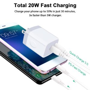 20W Dual Port USB C Fast Wall Charger Power Adapter for Samsung Galaxy S24 A15 A54 S23 S22 S21 S10 Plus Ultra, iPhone 15 14 13 12 11 Mini Pro Max, 2PC PD Type C Block Plug Box Charging Cube Base Brick