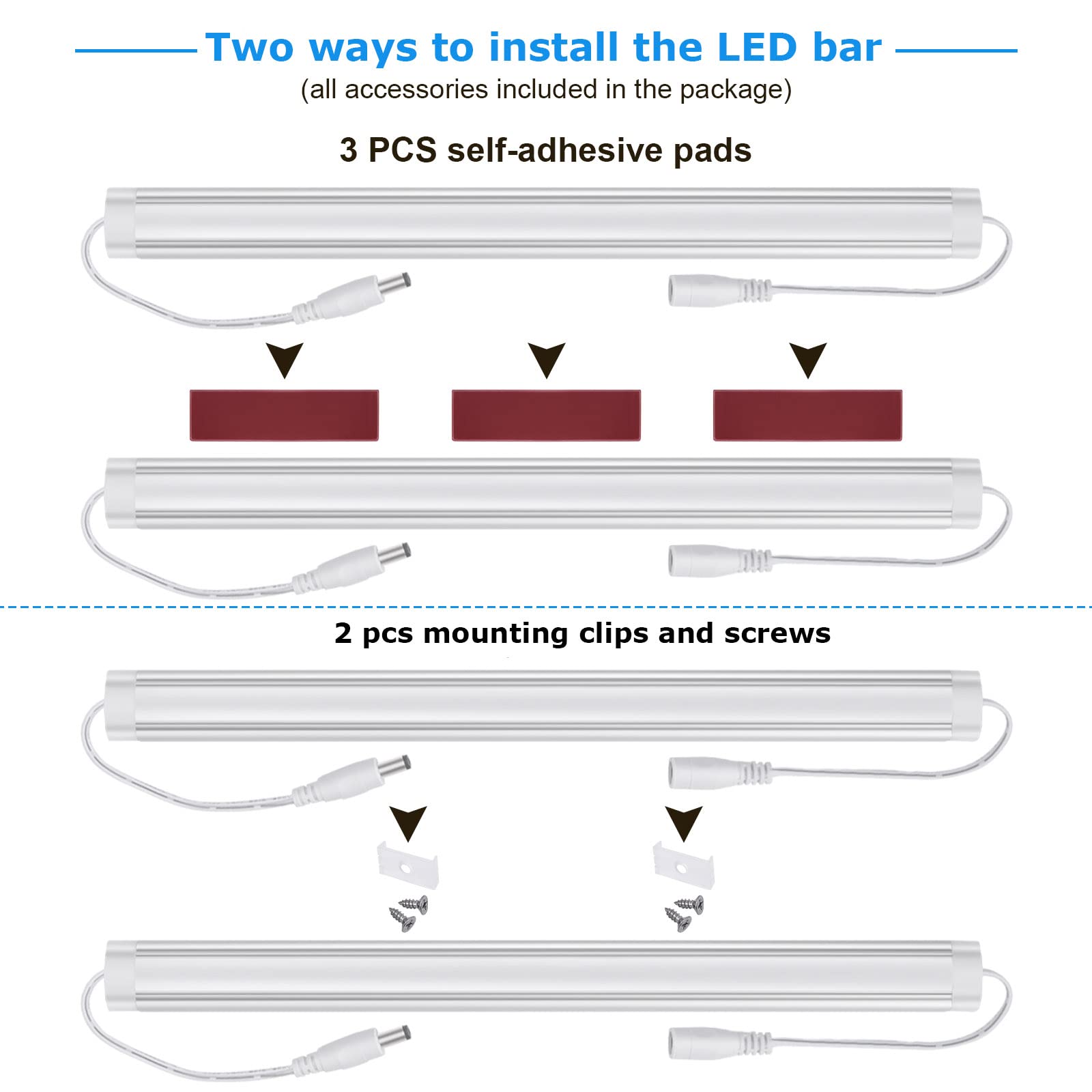 Litever Under Cabinet LED Lighting Kit, Super Bright, 6 PCS 12” Slim Light Bars, 31W 2000 Lumen, Dimmable, Plug or Wired Power Adapter, for Kitchen Cabinets Counter Shelf Workbench (Warm White 3000K)