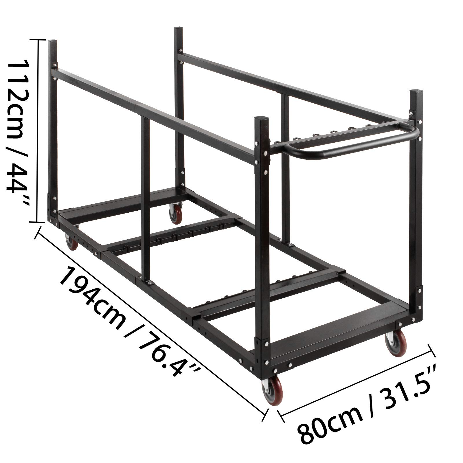 VEVOR Chair and Table Dolly, 76.4" L x 31.5" W x 44" H Folding Tables Cart Chairs, Rolling Storage Rack Trolley, Ideal for Commercial Home Kitchen Party Desk