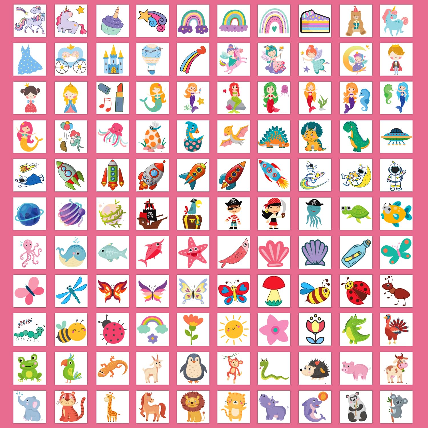 Partywind Kids Temporary Tattoos, 204 PCS Fake Tattoo Stickers for Kids Party Supplies Favors Decorations, Surprise Birthday Gifts Goodie Bag Stuffers (Individually Wrapped)