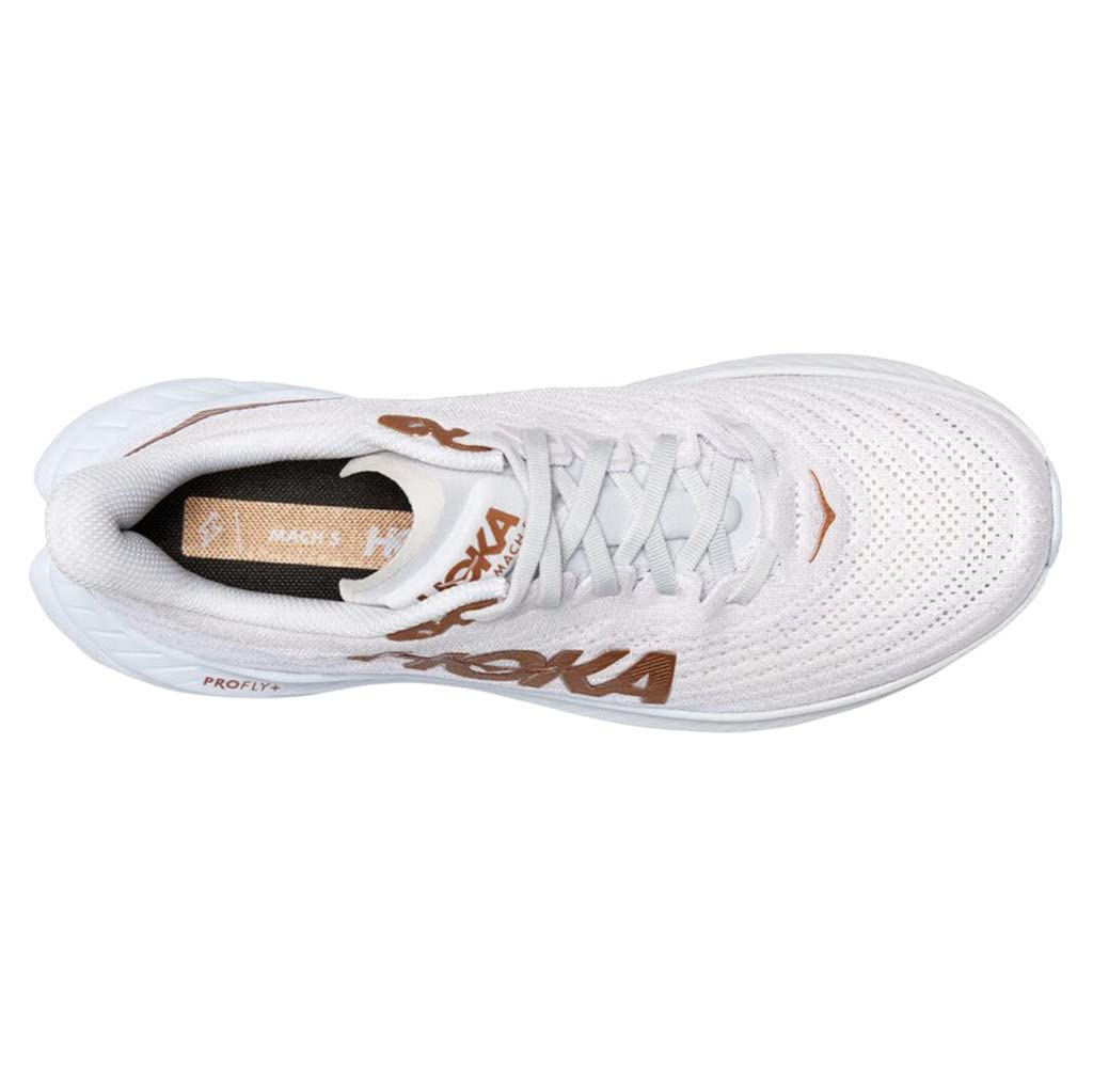 HOKA ONE ONE Womens Mach 5 Textile White Copper Trainers 7.5 US