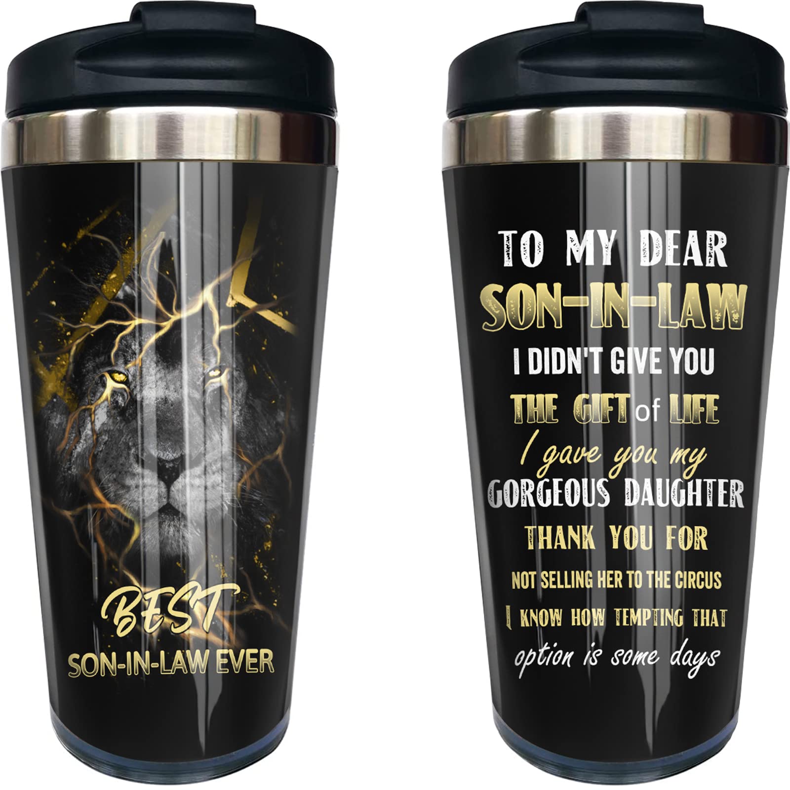 Qatdey To My Dear Son in Law Gifts Coffee Tumbler, Son-in-law Mug, Son in Law Gifts from Mother in Law, Funny Gift Ideas for Son in Law Birthday Christmas Thanksgiving 15 oz Cup 1PC