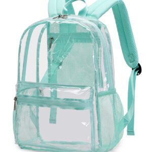 abshoo Heavy Duty Clear Backpack School Approved Transparent Clear Bookbag for School (Teal)