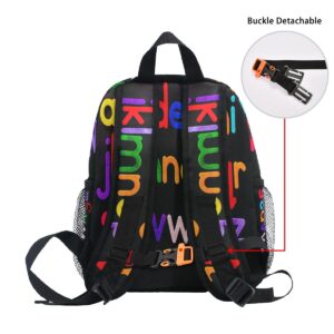 ODAWA Colorful Alphabet Kids Backpack, Toddler Schoolbag Preschool Bag Travel Backpack for Little Boy Girl