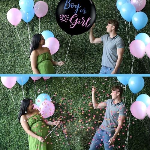 Amandir 164PCS Baby Boxes Gender Reveal Balloon Decorations, Pink and Blue Balloon Garland Kit 4pcs Baby Boxes with Letters (A-Z+Baby) for Baby Shower Birthday Boy or Girl Gender Reveal Party Supplies