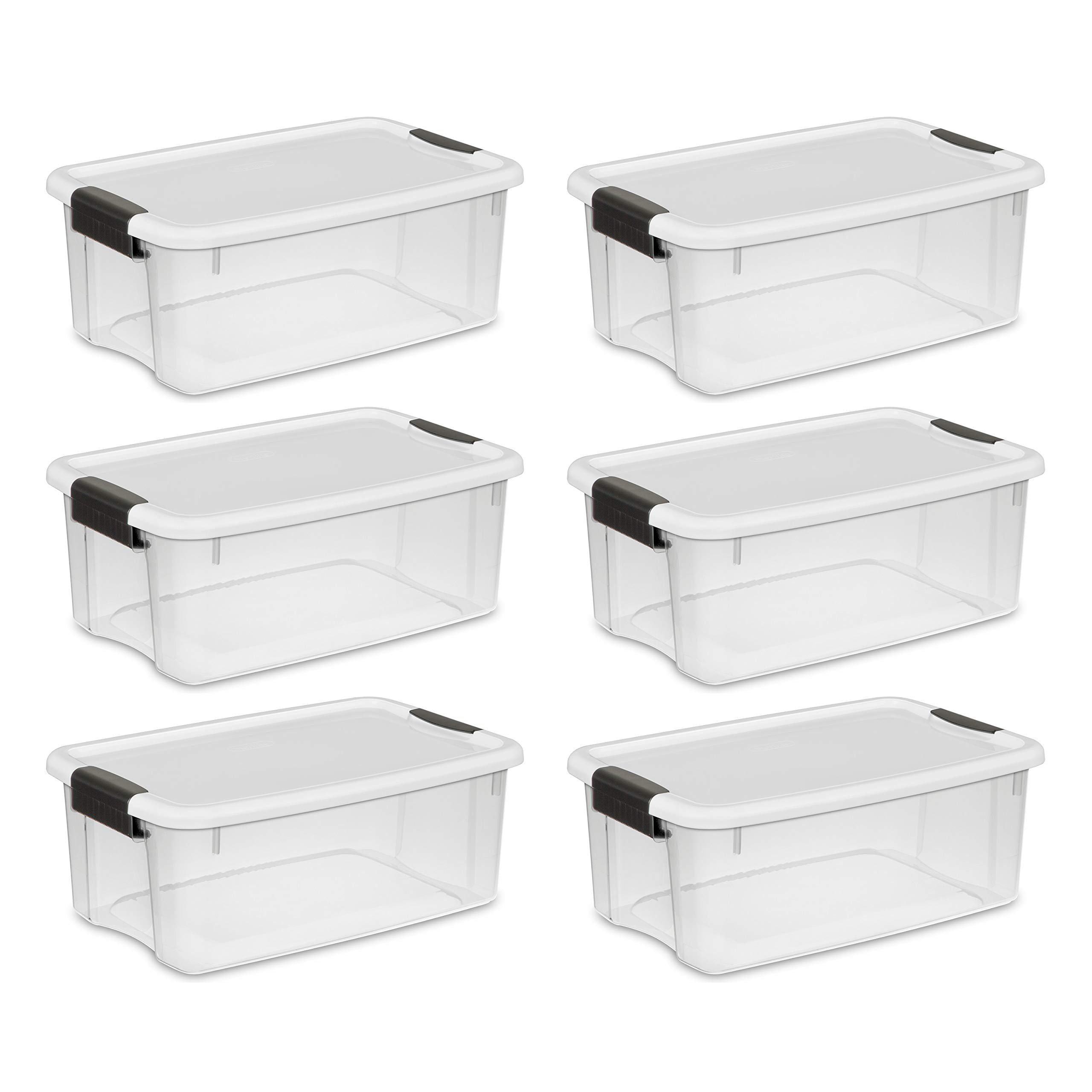 Sterilite 18 Qt and 25 Qt Stackable Storage Bins with Lids (6-Pack)