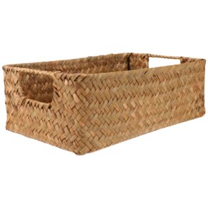 fomiyes woven toiletries holder woodchip basket cosmetic container desktop storage baskets straw woven basket basket bread serving basket food grass baby storage box rattan