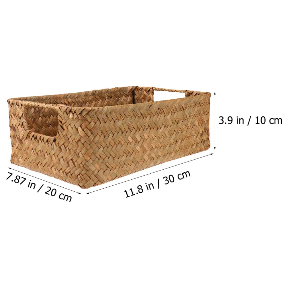 FOMIYES Woven Toiletries Holder Woodchip Basket Cosmetic Container Desktop Storage Baskets Straw Woven Basket Basket Bread Serving Basket Food Grass Baby Storage Box Rattan