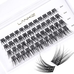 lankiz lash clusters diy eyelash extensions individual lashes natural eyelash clusters soft and wispy cluster lashes 10-16mm mix lash extension diy at home (honey)