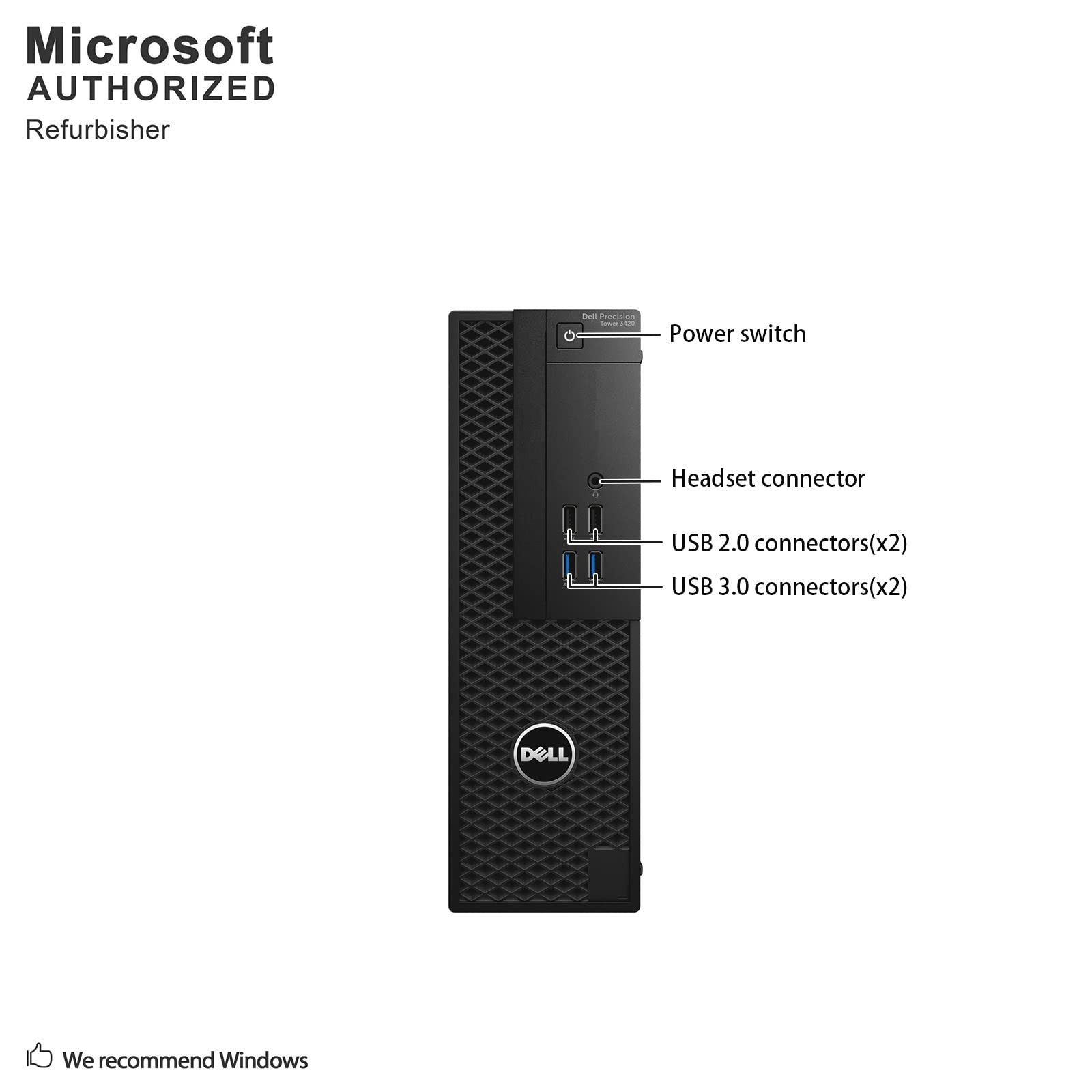 Dell Precision 3420 SFF High Performance Desktop Computer, Intel Quad Core i5-6500 up to 3.6GHz, 8G DDR4, 512G SSD, WiFi, BT, 4K Support, DP, HDMI, Win 10 Pro 64 English/Spanish/French(Renewed)