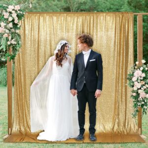 PartyDelight Sequin Backdrop Sparkly Gold 6Ft x 8Ft Photograph Backdrop Wedding Curtain Special Events