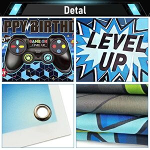 Party Spot! Video Game Party Decorations, Video Game Birthday Decorations For Boys, Gamer Birthday Decorations - Balloon Pump, Video Game Backdrop, Table Covers (Blue and Black)