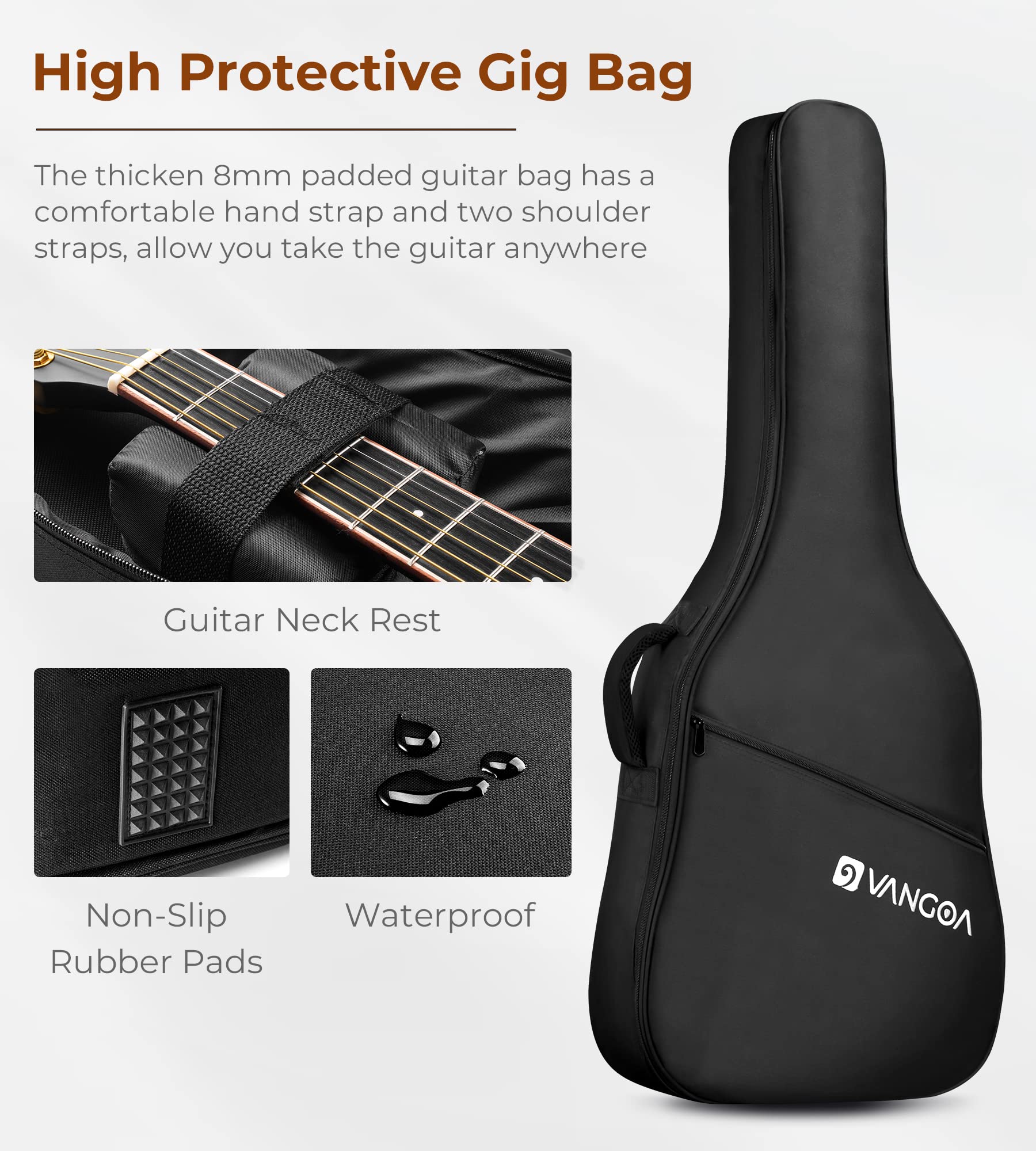 Acoustic Guitar, Cutaway Acoustic Guitar Full Size Dreadnought Acustica Guitarra Bundle with Gig Bag for Adults Teens Beginners Professionals, Natural by Vangoa