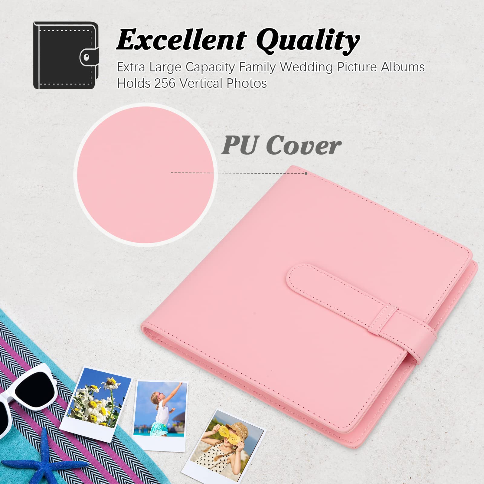 256 Photos Album for Fujifilm Instax Mini Camera/Polaroid 2”x3” Pictures, 2x3 Photo Album Book for Fujifilm Instax Mini 11 12 evo 9 90 70 40 8 Instant Camera & Instax Mini Instant Film (Pink)