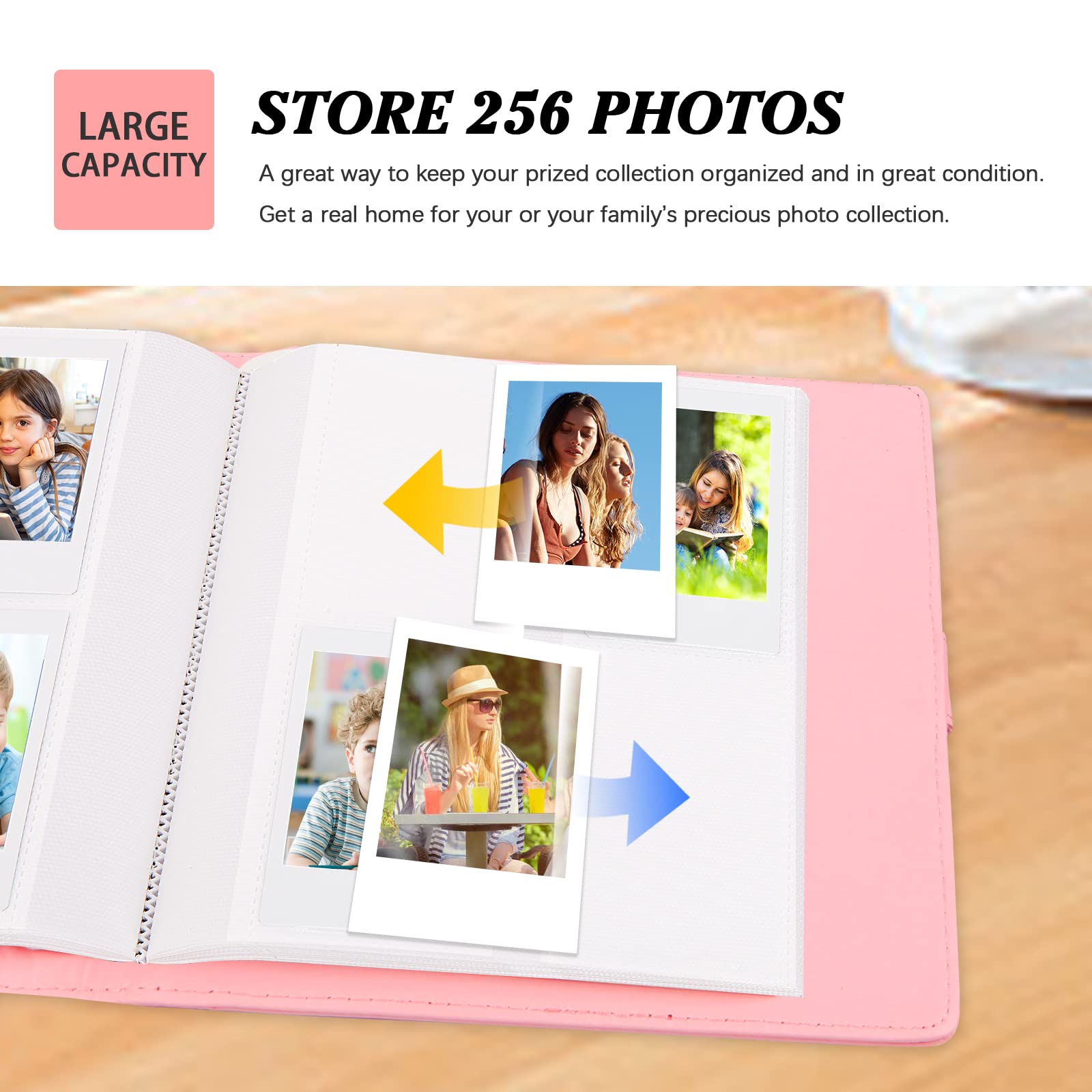 256 Photos Album for Fujifilm Instax Mini Camera/Polaroid 2”x3” Pictures, 2x3 Photo Album Book for Fujifilm Instax Mini 11 12 evo 9 90 70 40 8 Instant Camera & Instax Mini Instant Film (Pink)