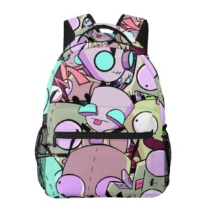 dhcute casual backpack planet irk_zim gir unisex high capacity students schoolbag travel fashion shoulders bag