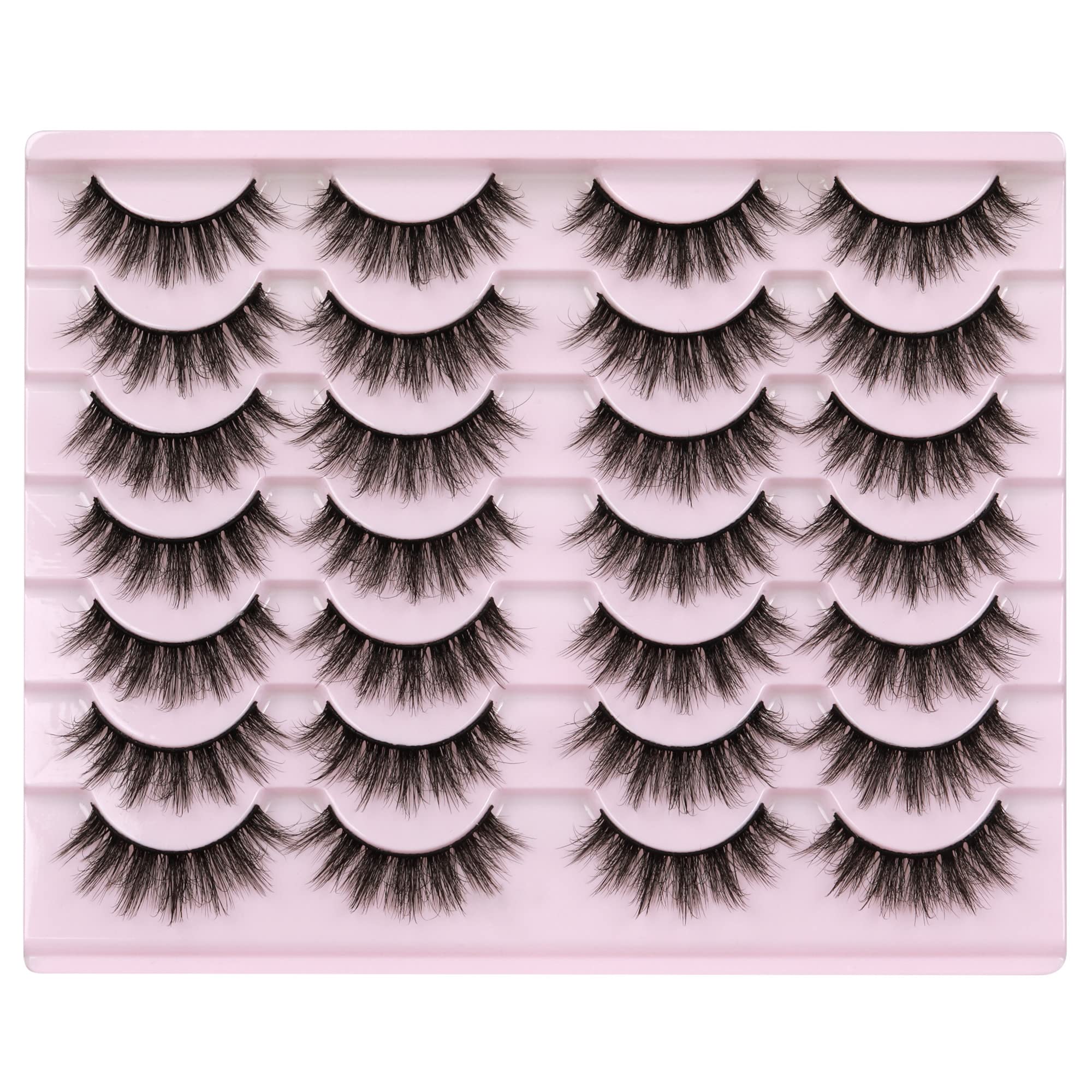 14 Pairs Wispy Mink Lashes Fluffy Eye Lashes Natural Look 5D Volume 16mm Fake Eyelashes Pack by TNFVLONEINS