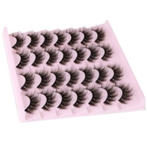 14 Pairs Wispy Mink Lashes Fluffy Eye Lashes Natural Look 5D Volume 16mm Fake Eyelashes Pack by TNFVLONEINS