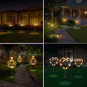 Ryblgled Individual Solar Fireworks Lights Outdoor Waterproof 2 Pack, Each 200 LED Solar Garden Lights Outdoor, 8 Lighting Modes DIY Solar Garden Fireworks Lamps, for Yard Pathway Lawn Landscape