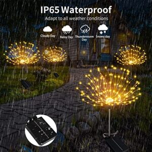 Ryblgled Individual Solar Fireworks Lights Outdoor Waterproof 2 Pack, Each 200 LED Solar Garden Lights Outdoor, 8 Lighting Modes DIY Solar Garden Fireworks Lamps, for Yard Pathway Lawn Landscape