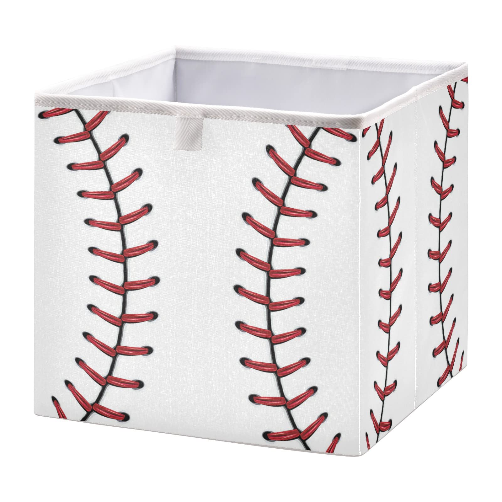 DOMIKING Softball Baseball Storage Baskets for Shelves Foldable Collapsible Storage Box Bins with Fabric Bins Cube Toys Organizers for Pantry Bathroom Baby Cloth Nursery,11 x 11inch