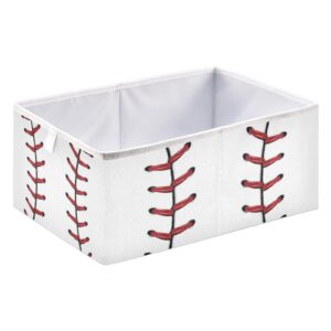 DOMIKING Softball Baseball Storage Baskets for Shelves Foldable Collapsible Storage Box Bins with Fabric Bins Cube Toys Organizers for Pantry Bathroom Baby Cloth Nursery,11 x 11inch