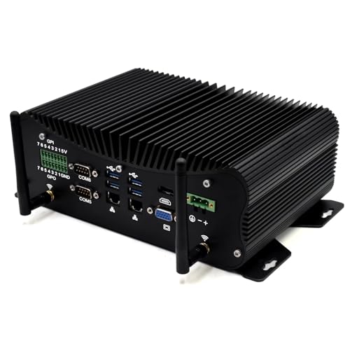 Industrial PC, Fanless Computer, 10th Gen Core i7-10510U, 32GB DDR4 RAM 512GB SSD, Industrial Mini PC HDMI+VGA Dual Display, 2Gigabit RJ45 Lan, 4USB3.0, 2RS232 Com, 4RS485 Com, Dual Band WiFi, BT