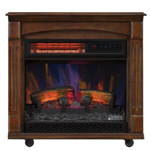 SLEE Large Room Electric Quartz Infrared Fireplace Heater Deluxe Mantel Oak/Walnut(Brown)