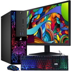 computer desktop pc, intel core i3-6100, techmagnet siwa 6, 8gb ram, 240gb ssd (fast boot), 2tb hdd, rgb keyboard mouse, wifi, 22 inch monitor, windows 10 professional (renewed)