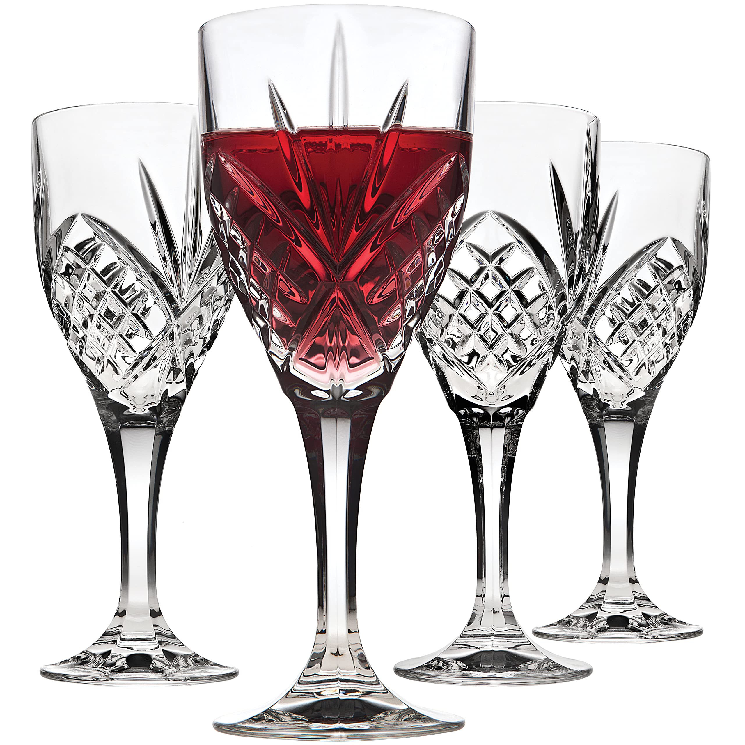 Lefonte Wine Glasses, Stemmed Wine Glasses, Glass Cups with Stem, Red Wine Glasses, Crystal Drinking Glasses, Wine Glass - Set of 4