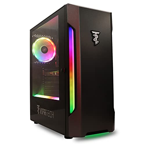 ViprTech Snowstorm Gaming PC Desktop Computer - AMD Ryzen 3 2200G, AMD Radeon Vega 8 Graphics, 8GB DDR4 RAM, 128GB M.2 SSD, 500GB HDD, WiFi, RGB, Windows 10 Pro, 1 Year Warranty, USA Built