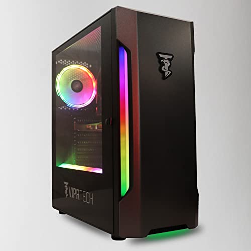 ViprTech Snowstorm Gaming PC Desktop Computer - AMD Ryzen 3 2200G, AMD Radeon Vega 8 Graphics, 8GB DDR4 RAM, 128GB M.2 SSD, 500GB HDD, WiFi, RGB, Windows 10 Pro, 1 Year Warranty, USA Built