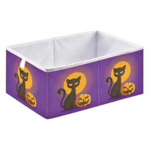 Emelivor Black Cat Halloween Cube Storage Bin Foldable Storage Cubes Waterproof Toy Basket for Cube Organizer Bins for Kids Girls Boys Toys Book Office Home Shelf Closet - 11.02x11.02x11.02 IN