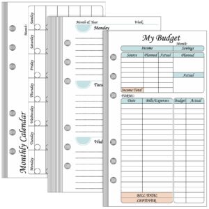 164 sheets 6 hole budget system refill 37.4 x 66.93 inch classic weekly monthly a6 planner inserts personal double sided 6 ring planner refill for binder cover budgeting envelope wallet bill saving