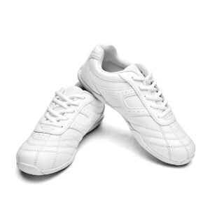 BREXLI Cheer Shoes Women - White Cheerleading Shoes for Girls & Youth Cheer Competition Sneakers PU 8